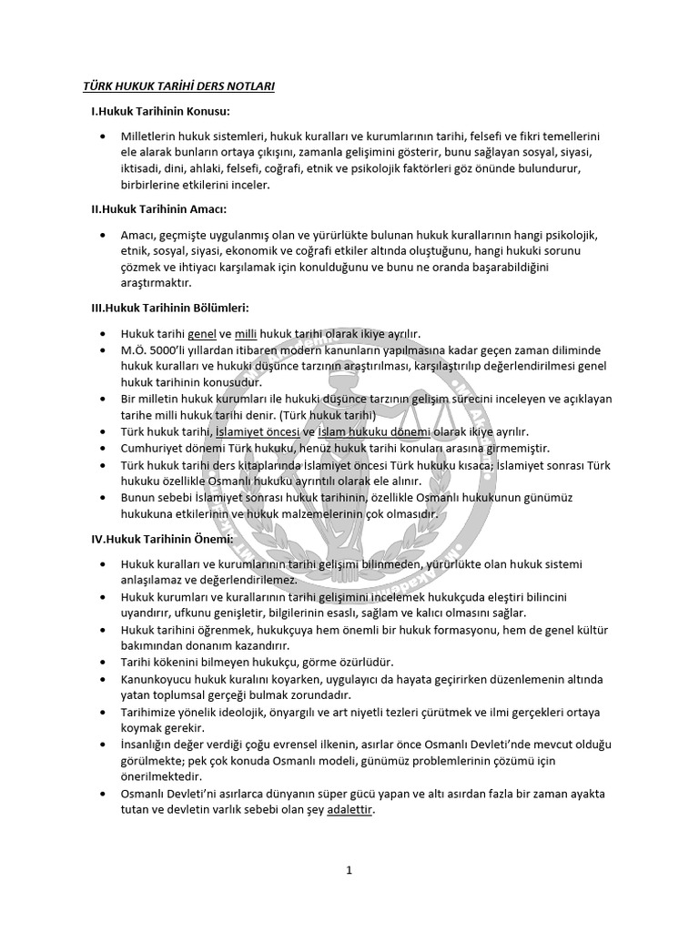 Tã - RK Hukuk Tarä°hä° Ders Notlari | PDF