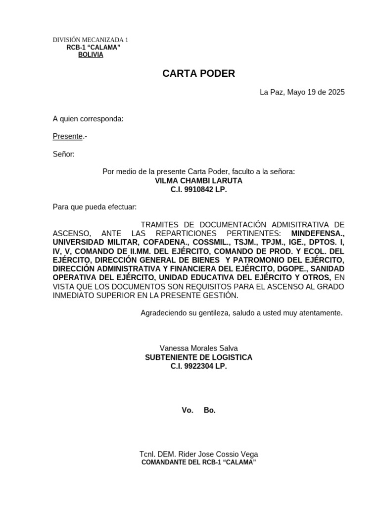 Carta Poder 2025 Vane | PDF
