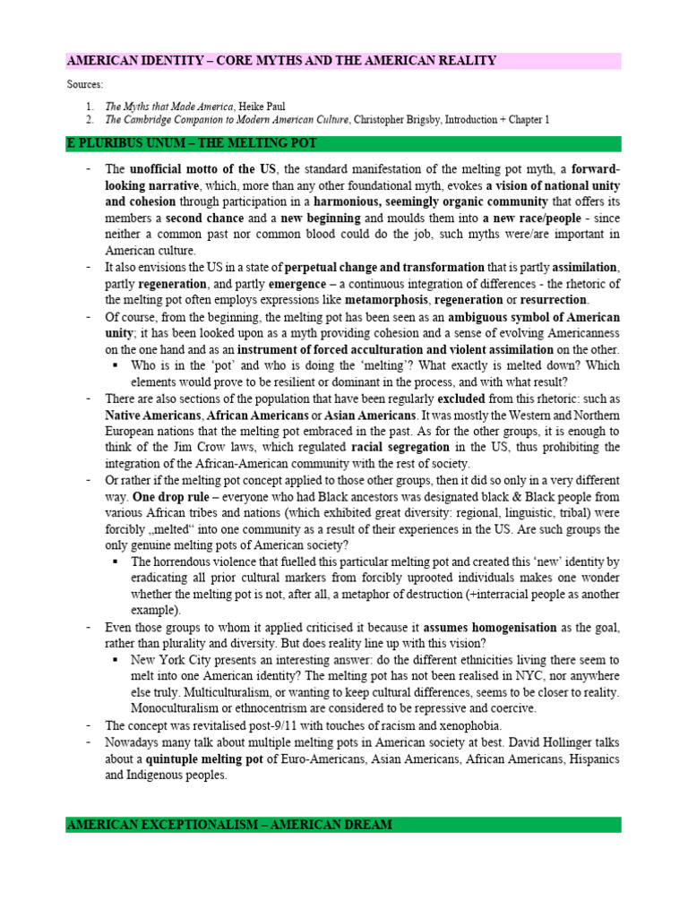 American Identity - Core Myths The American Reality | PDF | Christopher ...