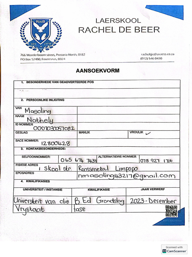 Laerskool Rachel de Beer | PDF