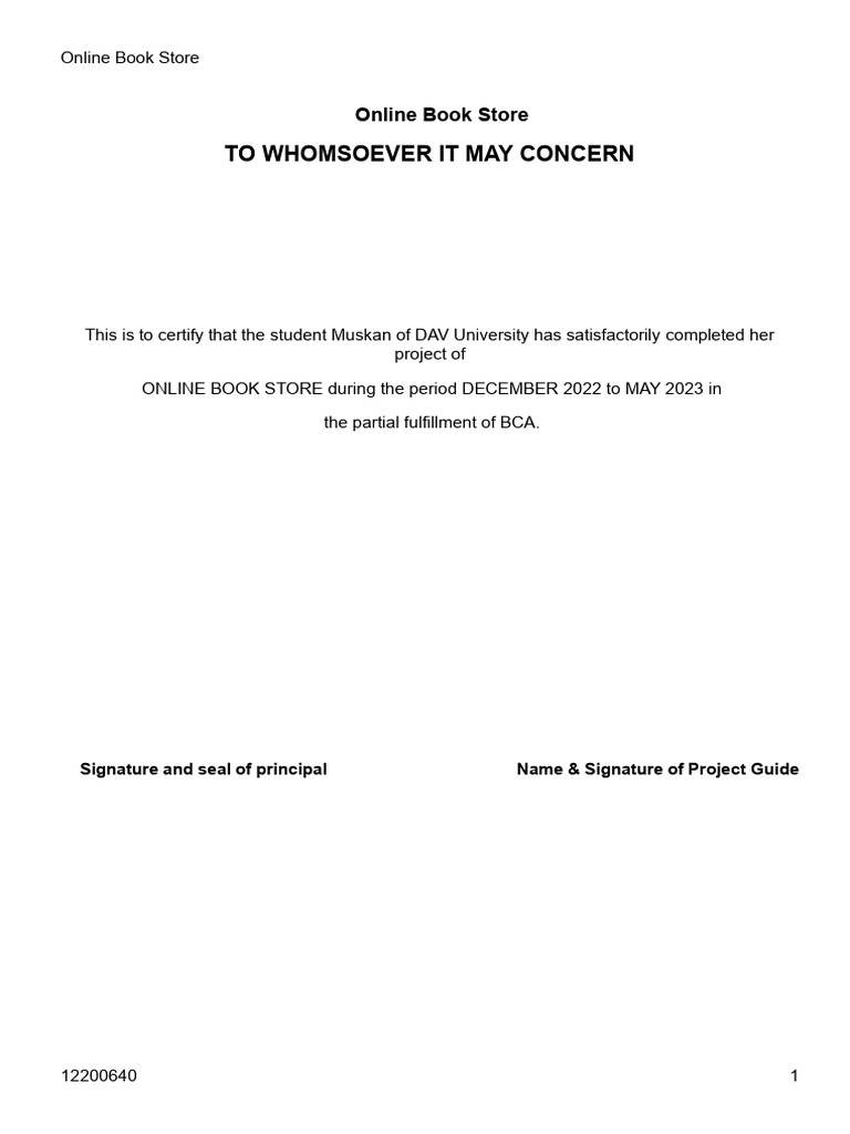 Online Book Store Acknowledgement | PDF | Databases | Online Shopping