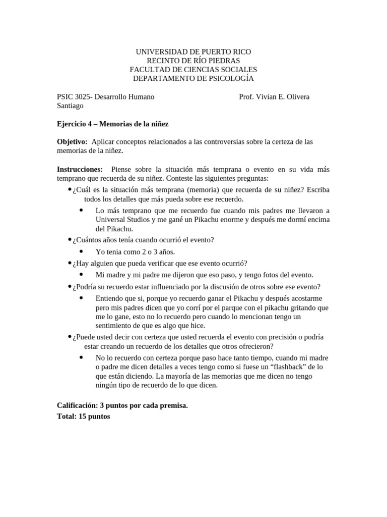 Ejercicio 4 - Memorias de La Niñez | PDF
