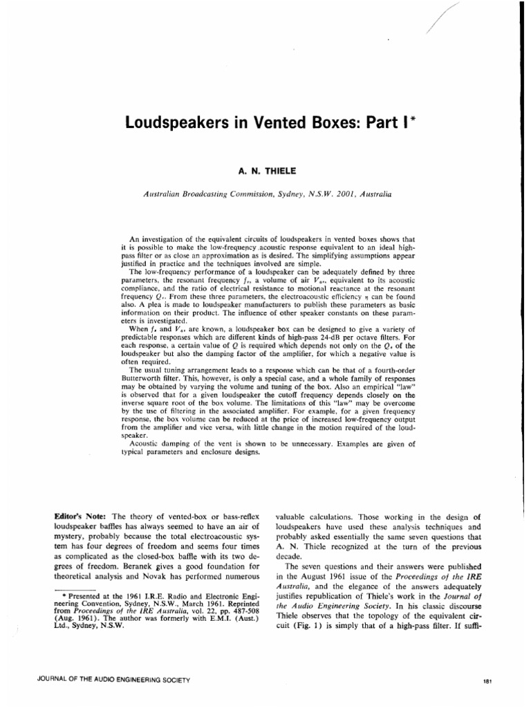 Loudspeakers_in_Vented_Boxes_Part_1-2 | PDF