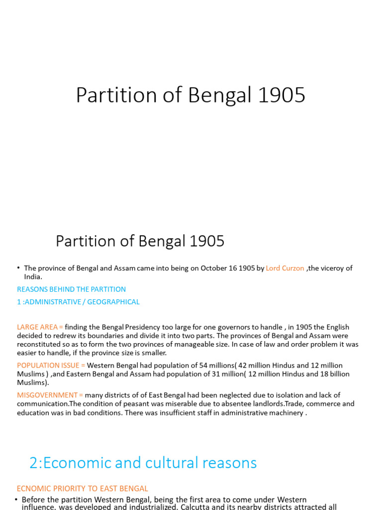 Causes and Impact of Bengal Partition 1905 | PDF | Partition Of India ...