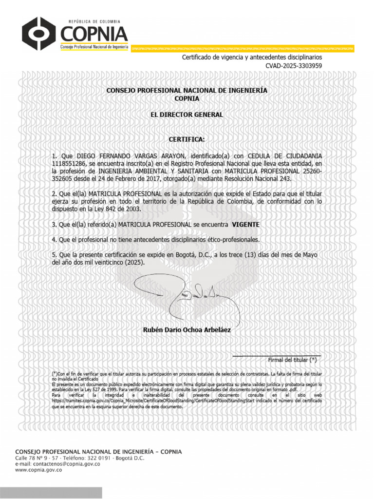 Certificado de Vigencia | PDF