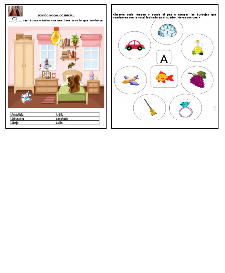 Actividad de Sonido Vocalico Inicial | PDF