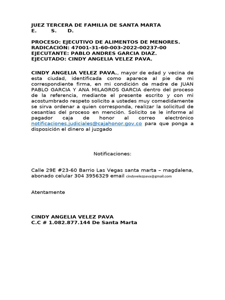 Solicitude de Cesantias | PDF