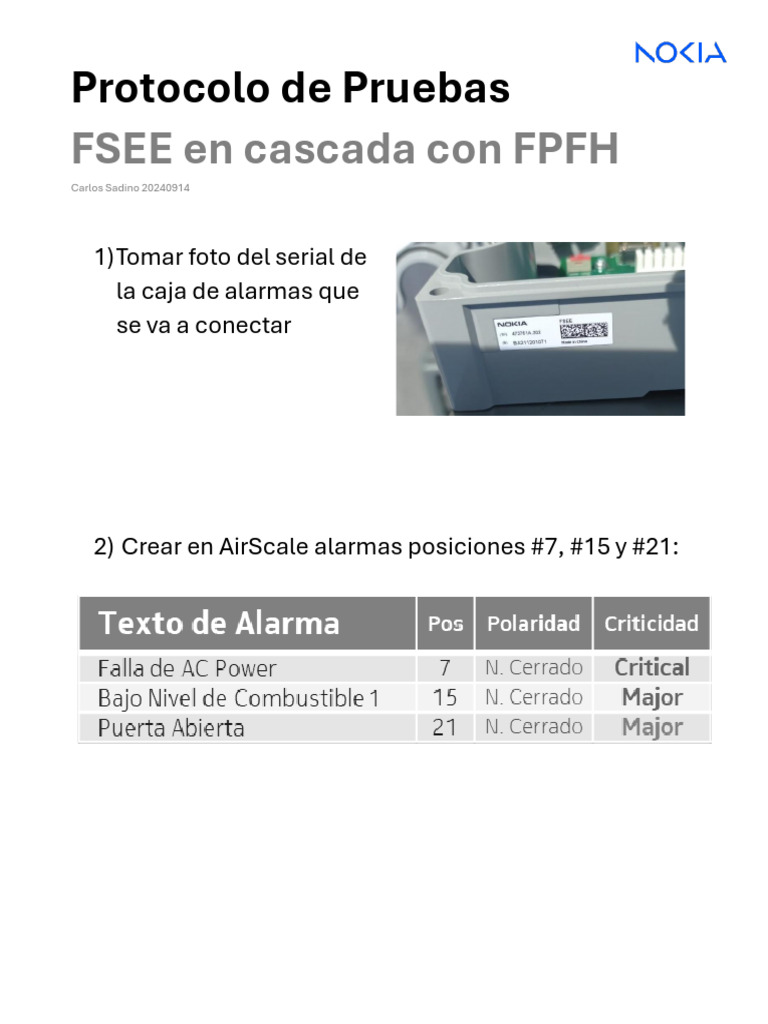 Protocolo de Pruebas FSEE+FPFH | PDF