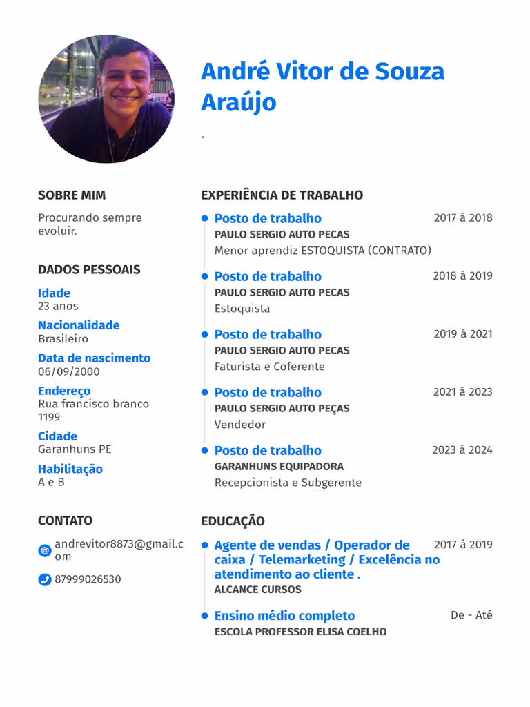 Curriculo Andre Vitor | PDF