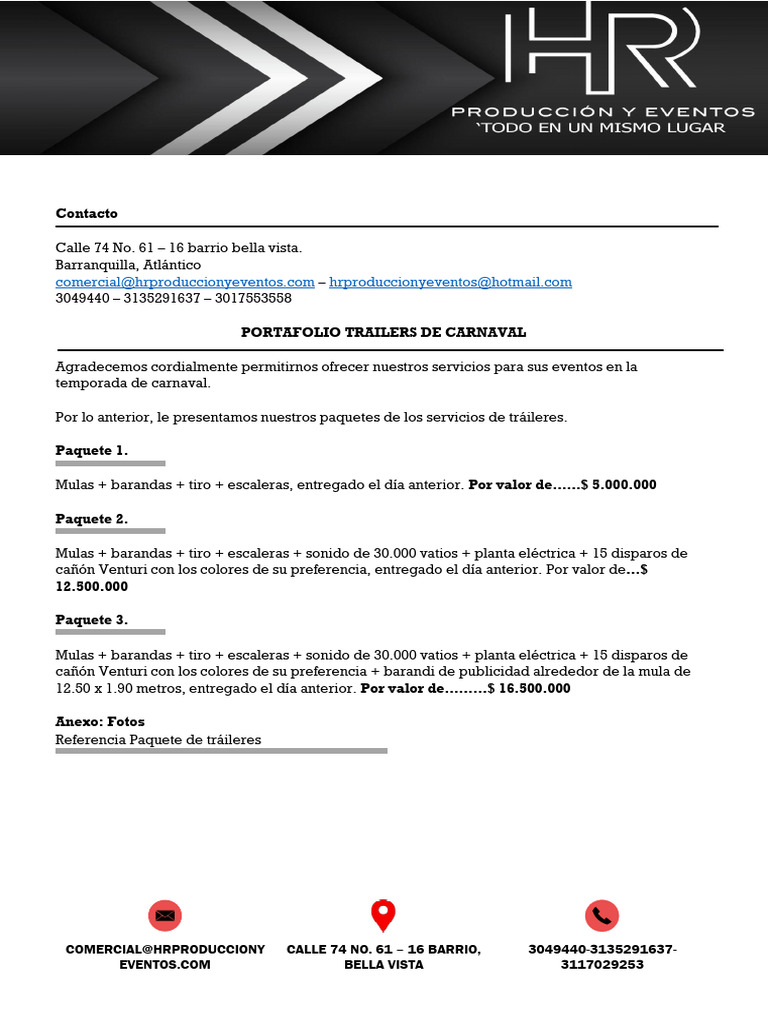 Portafolio Trailers Carnavales-1 | PDF