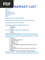 Čtenářský List Vzor | PDF