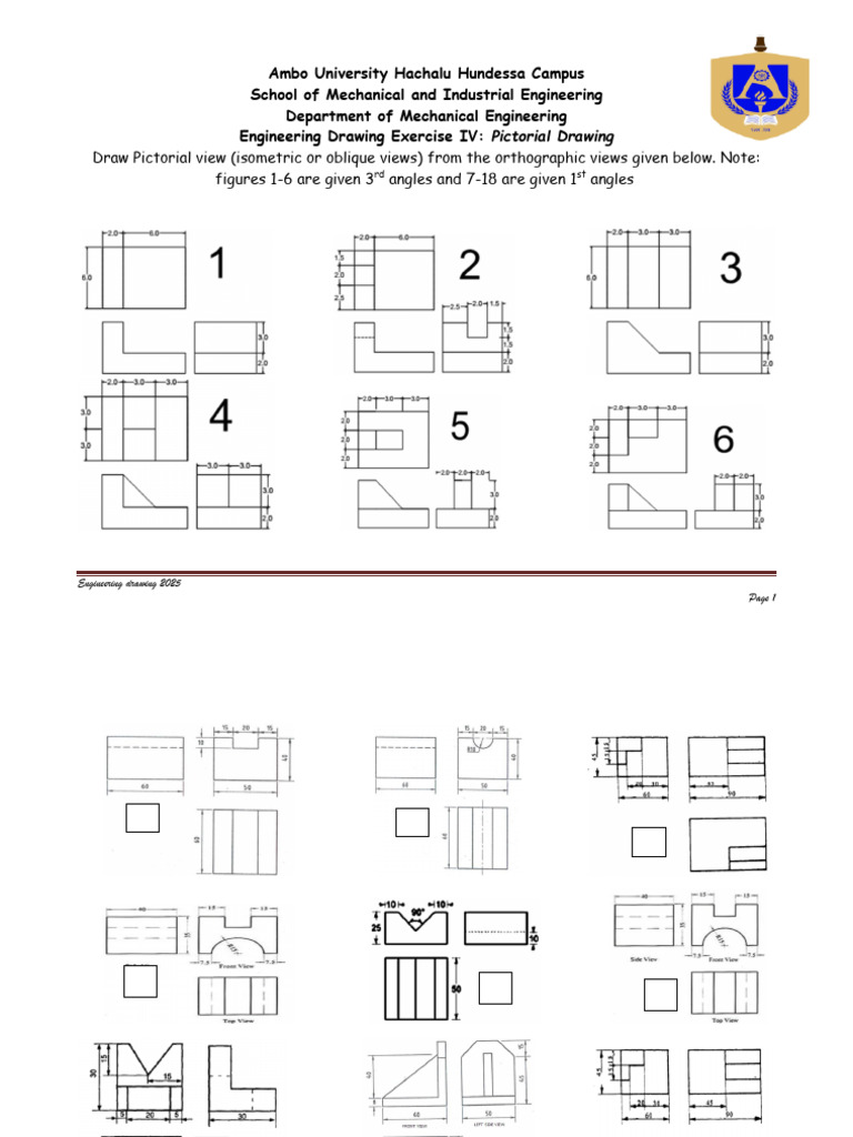 Pictorial Drawing Exercise 2025 | PDF