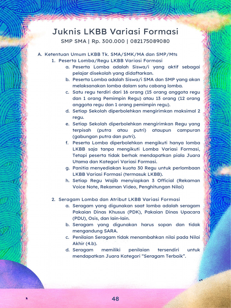 Juknis Savor 2025 - LKBB Variasi Formasi | PDF