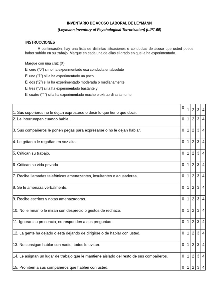 Cuestionario Lipt-60 | PDF