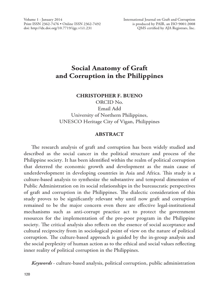 Social Anatomy of Graft and Corruption in The Philippines: Christopher F. Bueno | PDF ...
