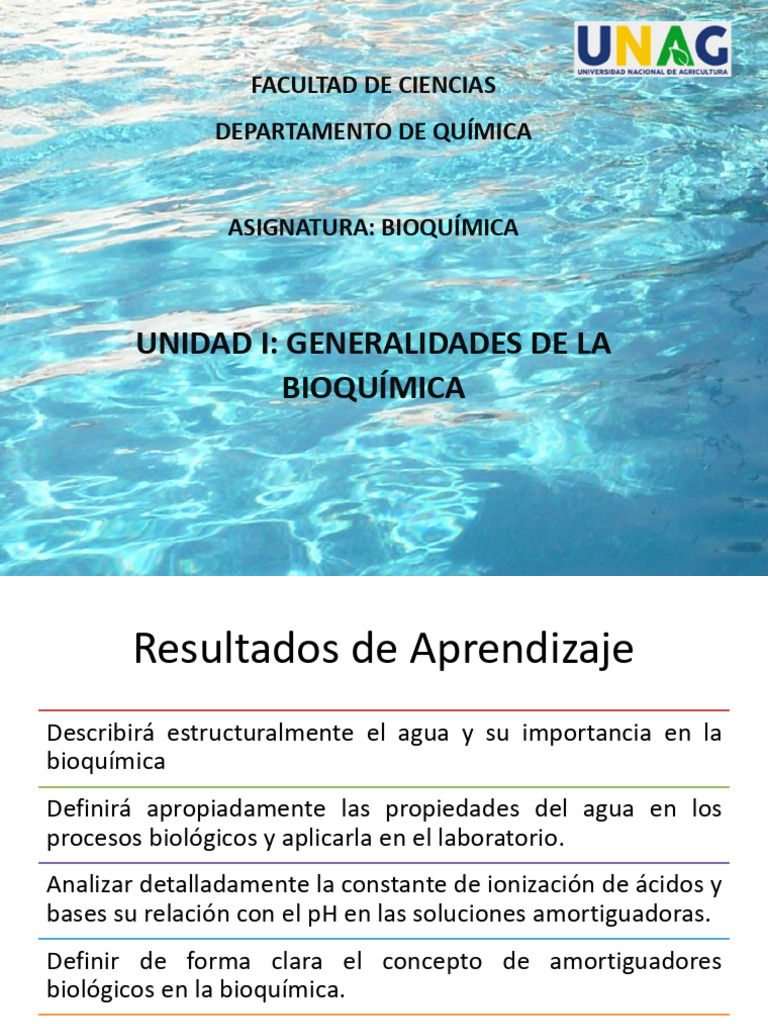 Primera Unidad Agua Generalidades | PDF | Propiedades del agua | Agua