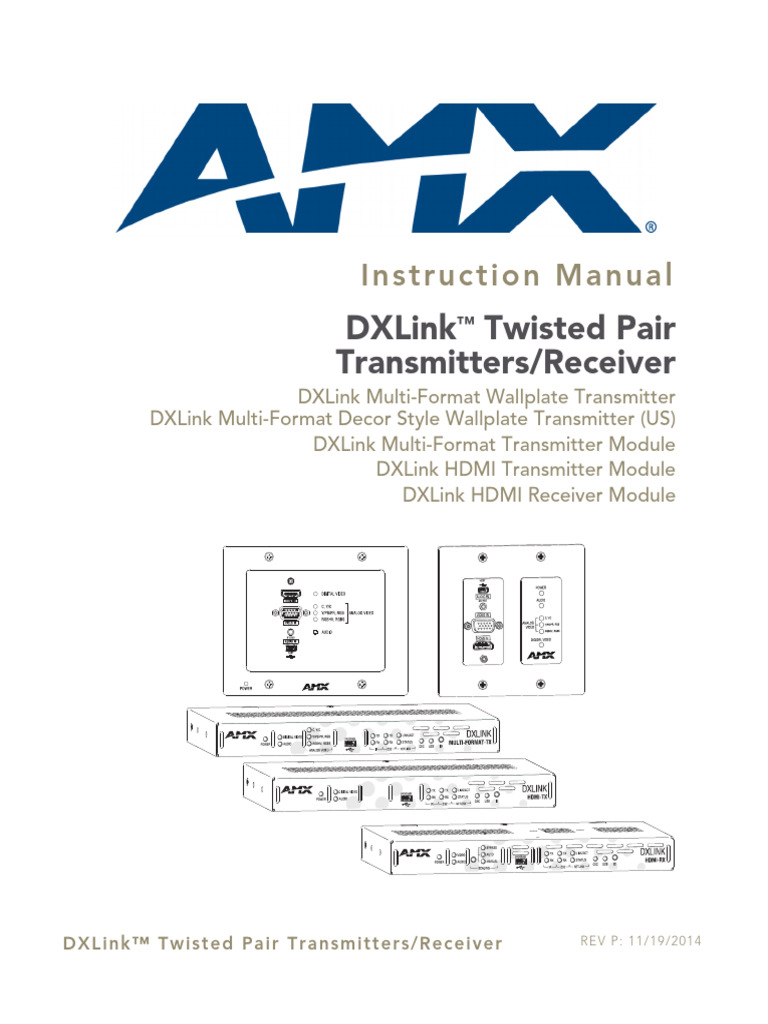 AMX DXLink Twisted Pair Instruction Manual | PDF | Hdmi | Usb