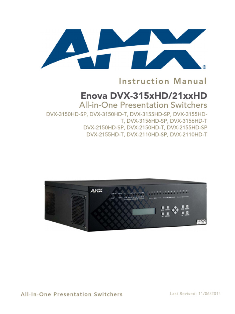 AMX Enova DVX 315x.215xHD-SP Instruction Manual | PDF | Electrical ...