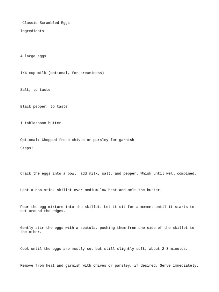 Classic Scrambled Eggs Recipe | PDF