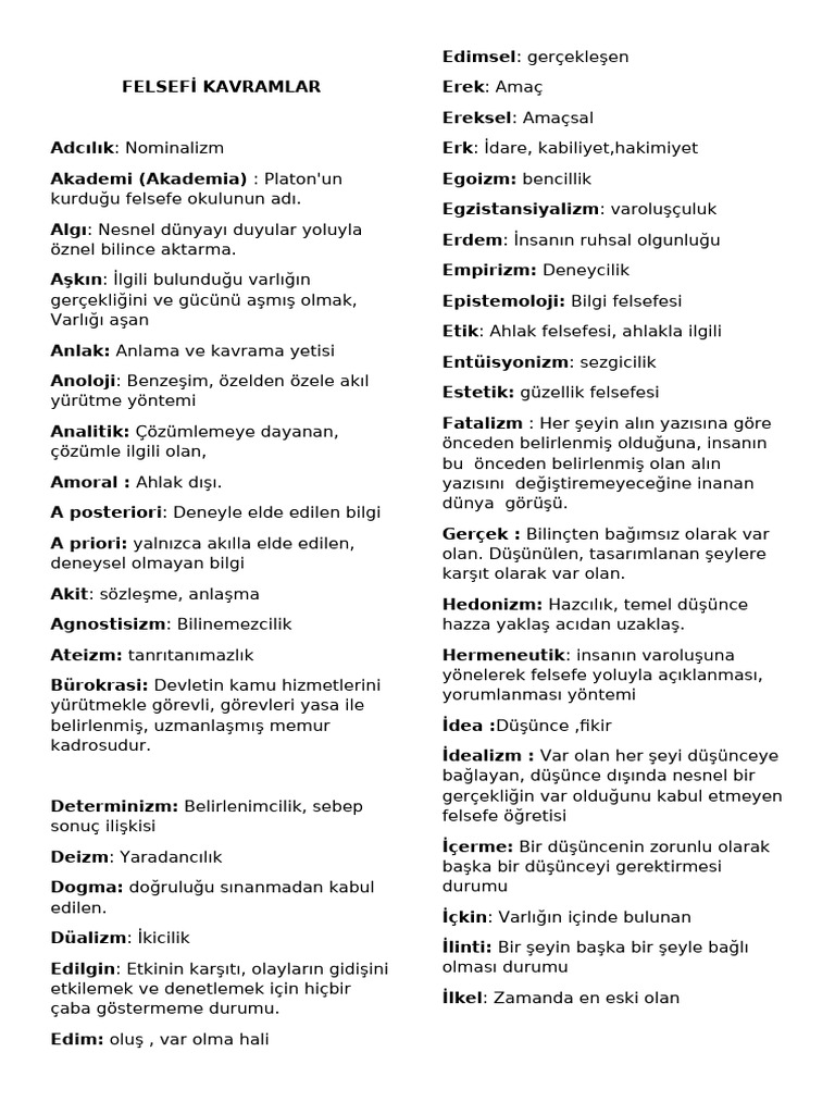 Felsefi̇ Kavramlar | PDF