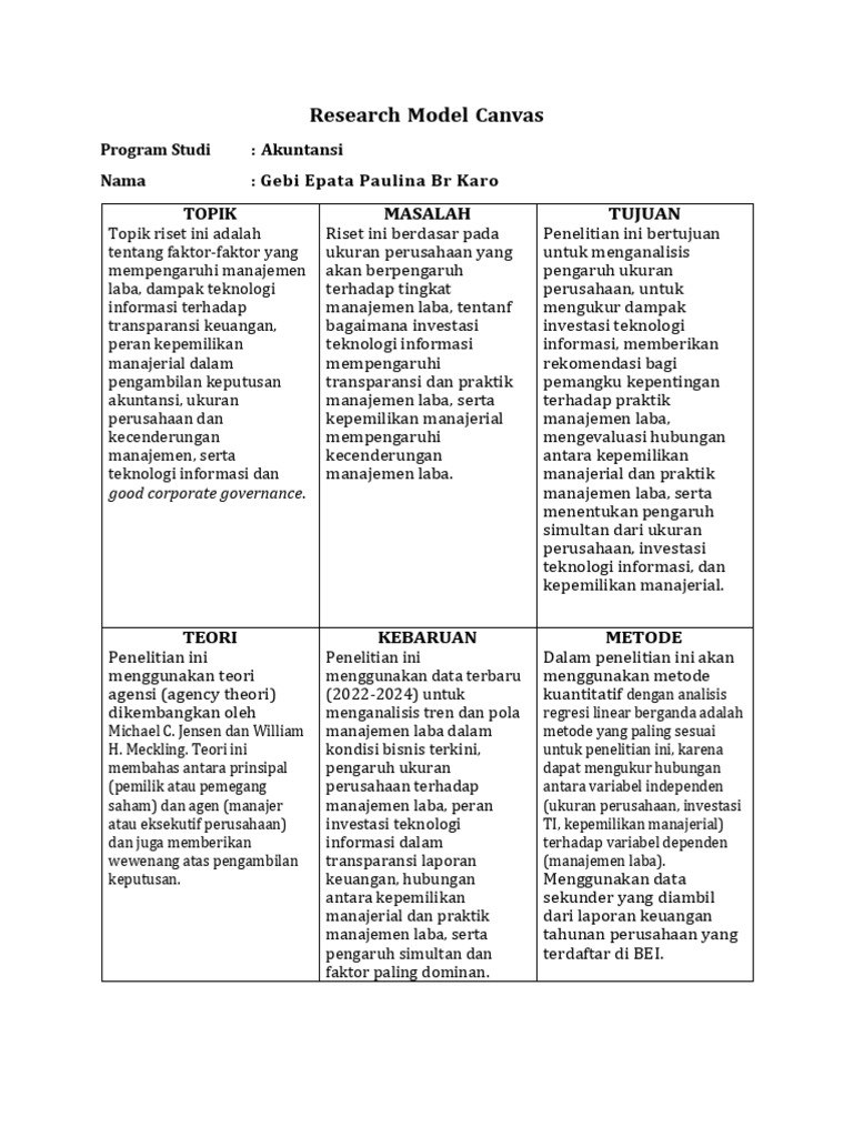 Research Model Canvas Terbaru-Gebi | PDF