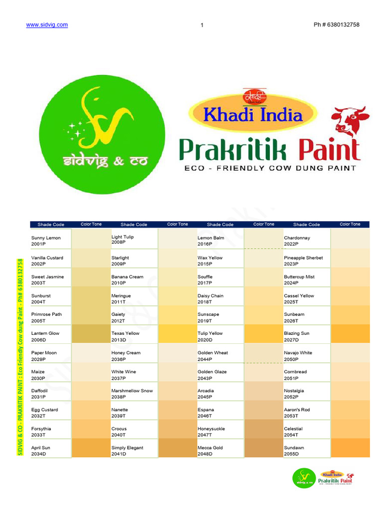 Sidvig - Prakrtik Paint - Chart | PDF