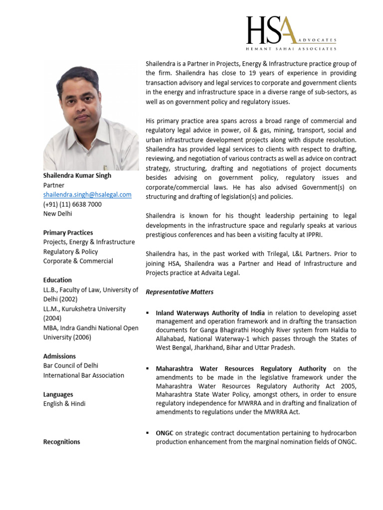 HSA Detailed CV Shailendra Kumar Singh | PDF