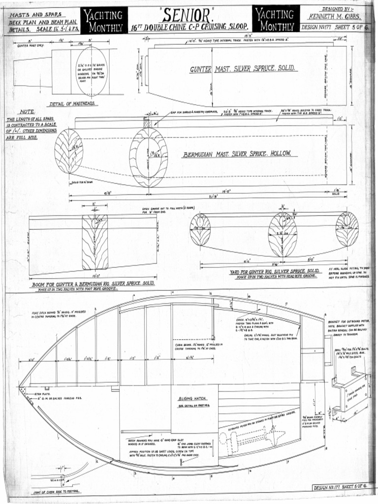 YM Senior Sheet 5 Mast, Spar, Deck & Beam Plans | PDF