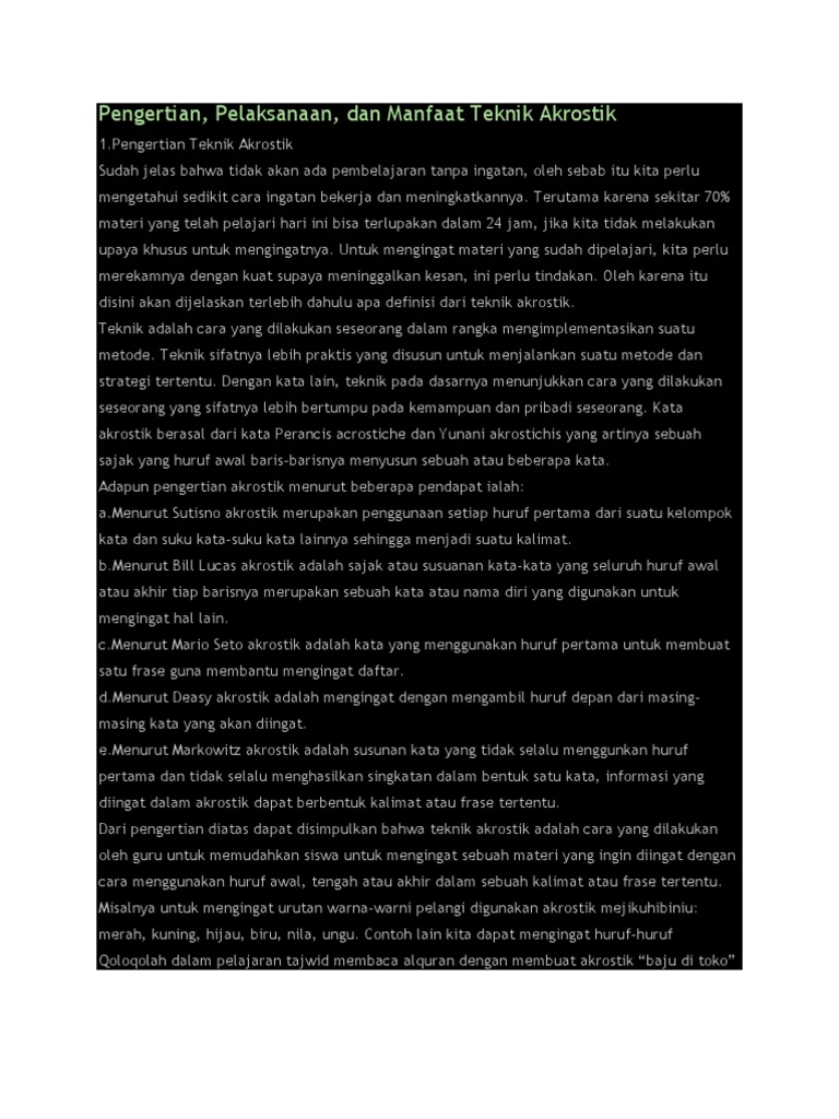 Pengertian Akrostik | PDF