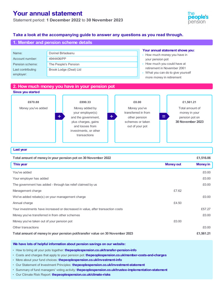 Annual Pension Statement Overview | PDF | Retirement | Pension