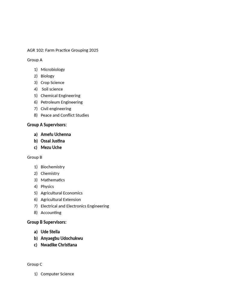 AGR 102 Farm Practice Grouping 2025-1 | PDF
