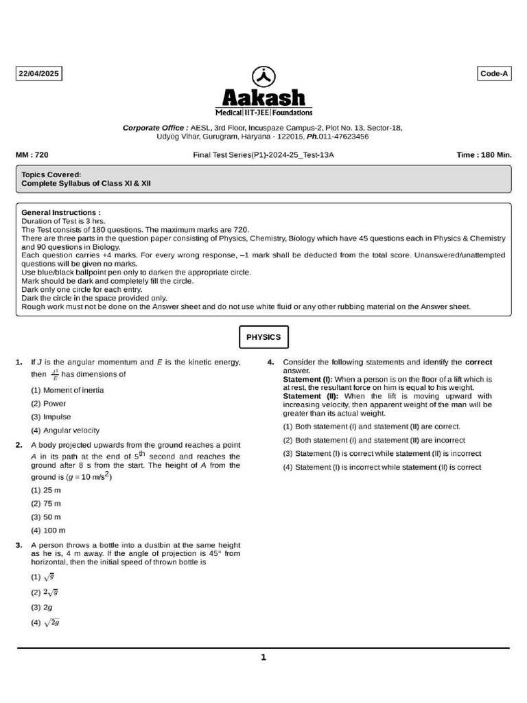 Full Course Test 1 | PDF
