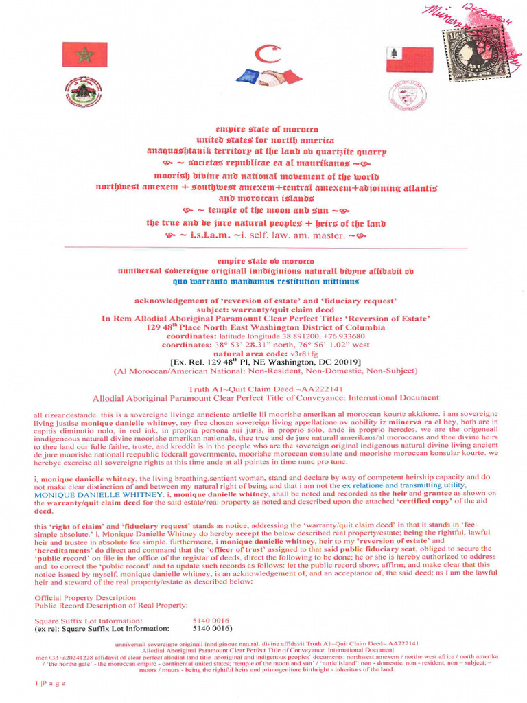 Affidavit Truth A1 Quit Claim Deed AA222141 | PDF