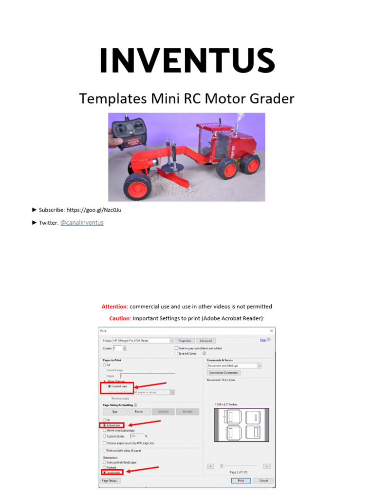 Templates RC Motor Grader | PDF