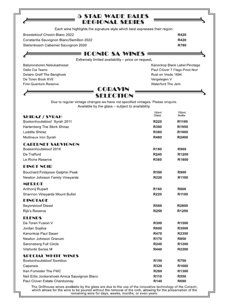 Special Wine List | PDF