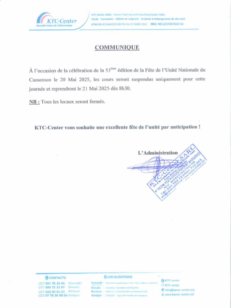 Communiqué Fête Du 20 Mai. | PDF