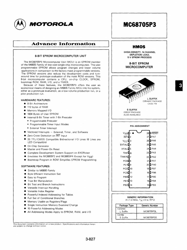 MC68705P3 | PDF | Booting | Microcontroller