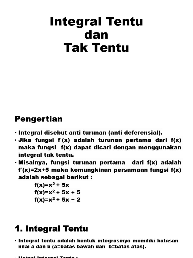 Rumus Integral Tentu dan Tak Tentu | PDF