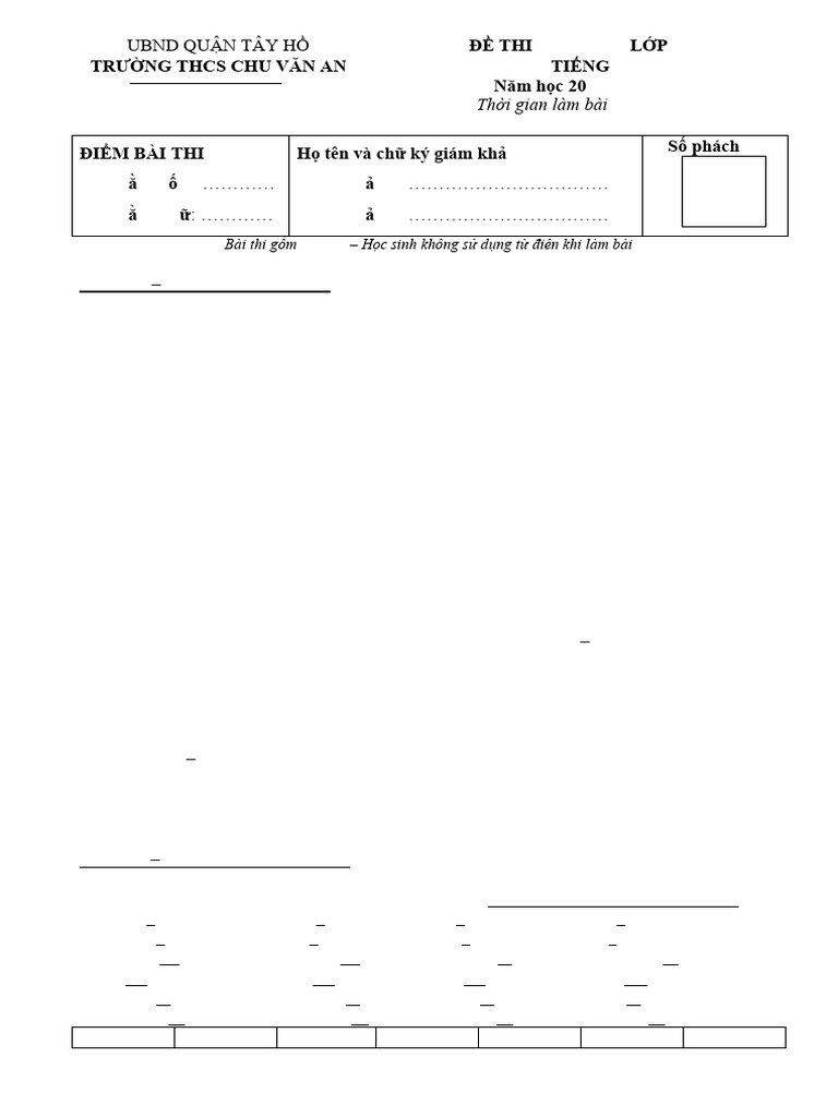 Đề Thi HSG Anh 6 - 2022 - 2023 | PDF | Sea | Oceans