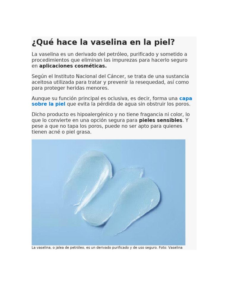 Beneficios de la vaselina en la piel | PDF