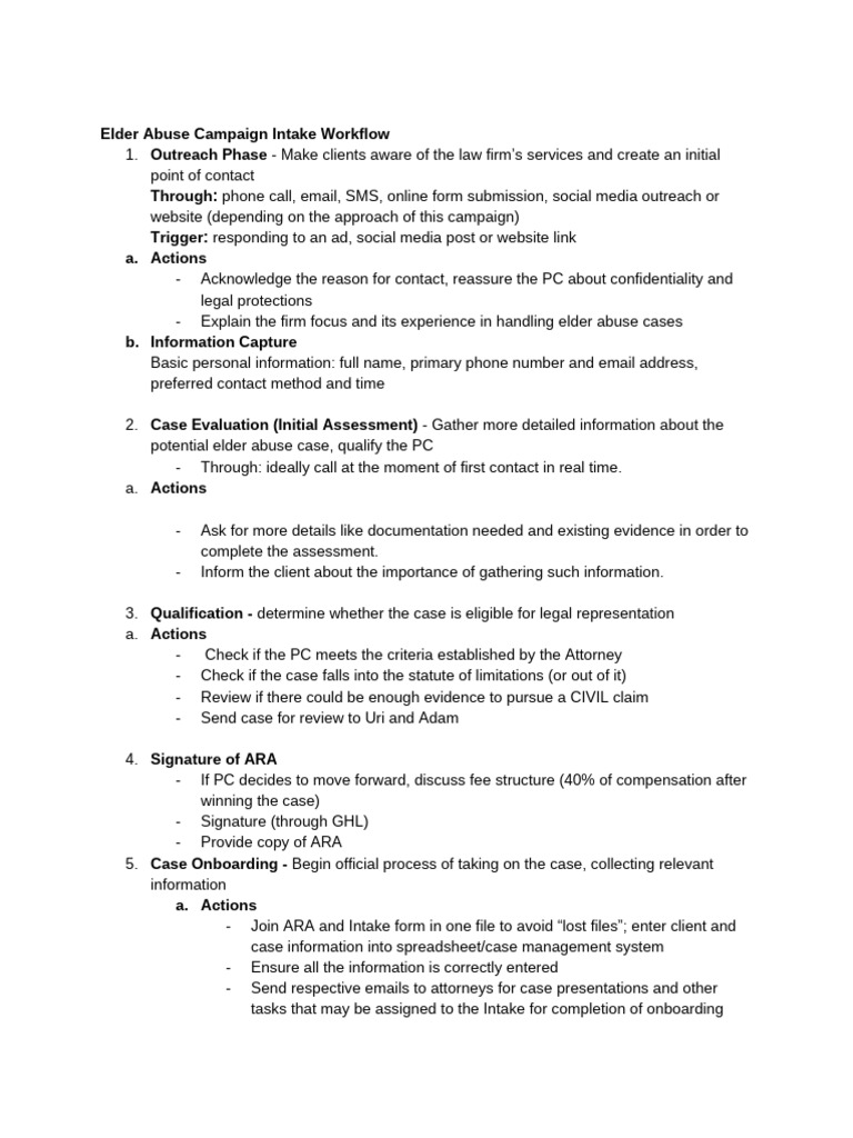 Elder Abuse Intake Workflow | PDF