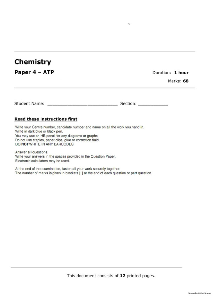 Grade XI - Chemistry Mock P4 | PDF