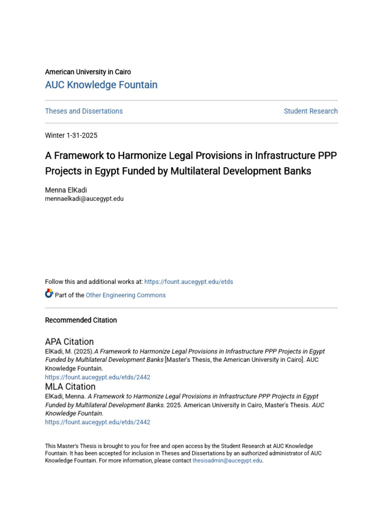 A Framework To Harmonize Legal Provisions in Infrastructure PPP P | PDF | Public–Private ...