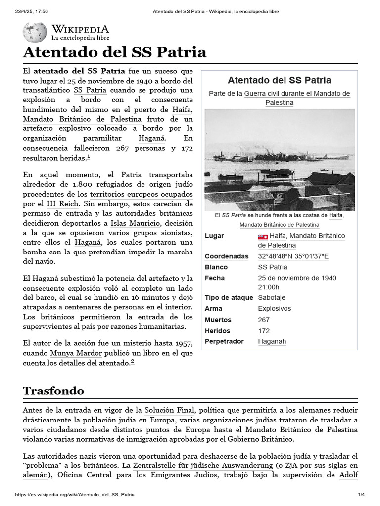 ATENTADO DEL SS PATRIA | PDF | Aliyah | Controversias relacionadas con ...