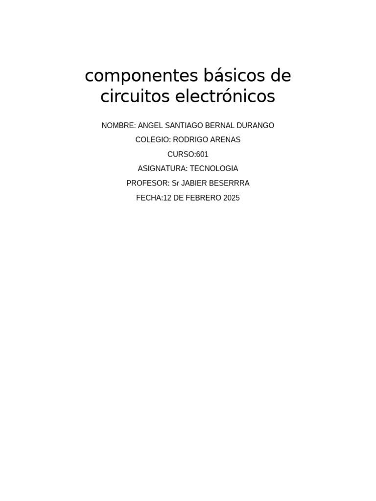 Componentes Básicos de Circuitos Electrónicos | PDF