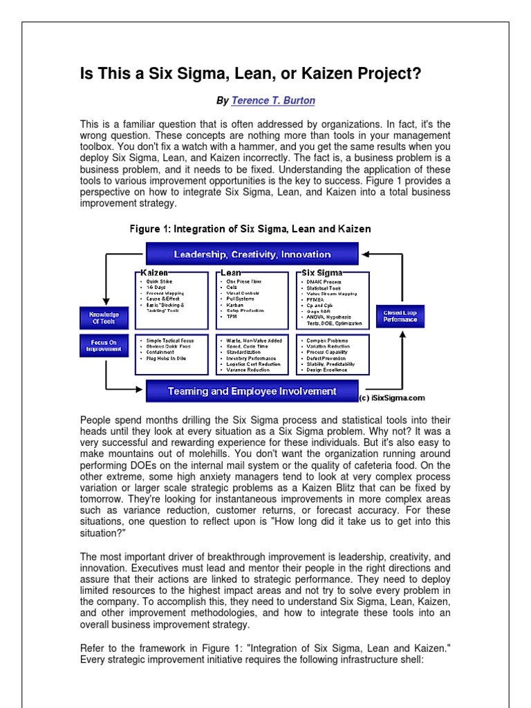 Understanding the Integration of Six Sigma, Lean, and Kaizen for ...