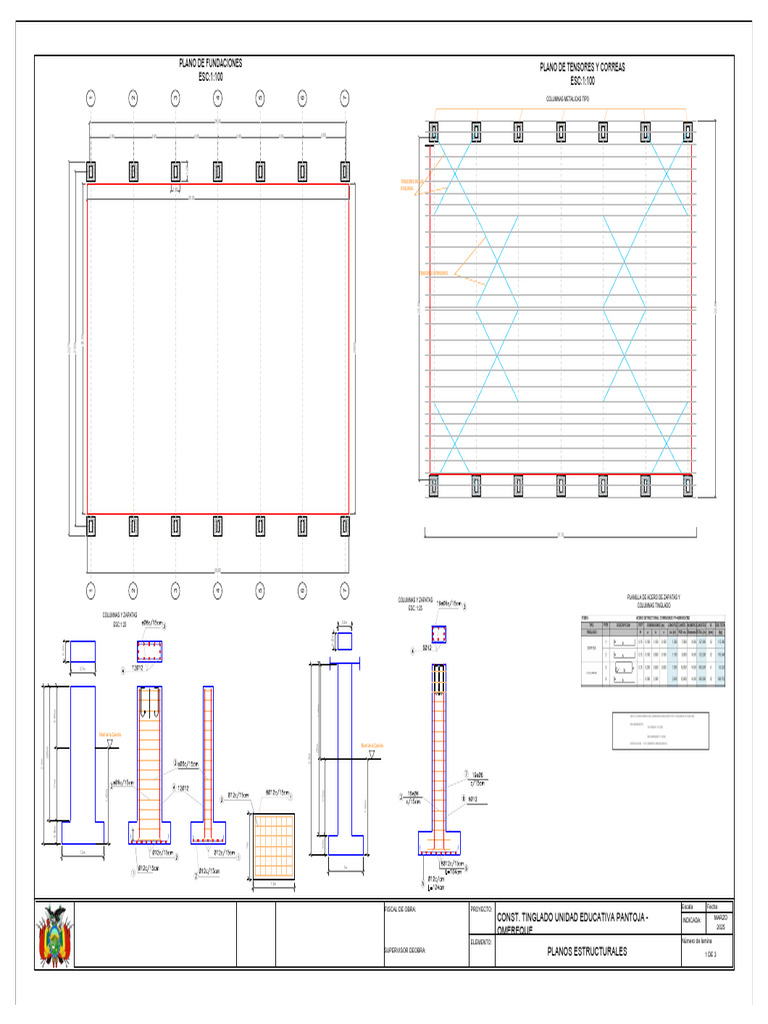 Planos Tinglado Omereque | PDF | Ingeniería estructural | Hormigón