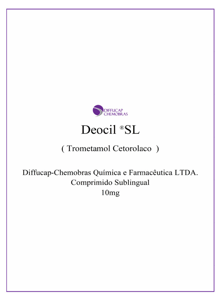 Bula do Deocil® SL 10 mg Sublingual | PDF | Aspirina | Gravidez
