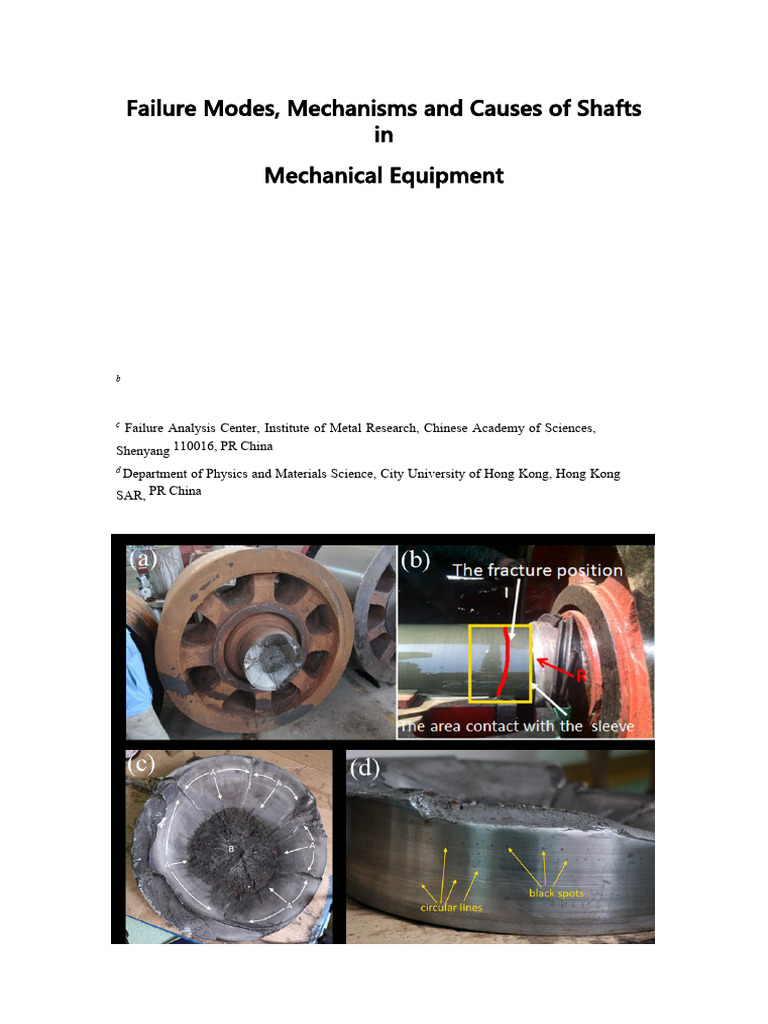 Failure Modes Mechanisms and Causes of Shafts Failures PDF | PDF ...