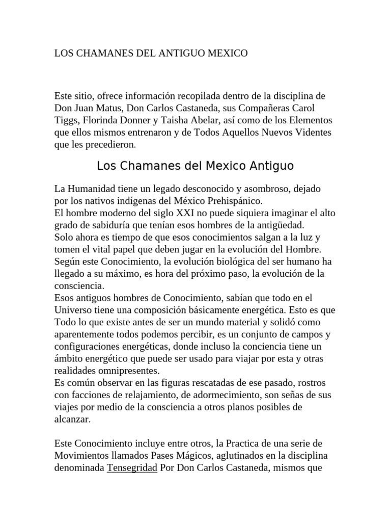 Los Chamanes de Antiguo Mexico | PDF | Física | Conocimiento